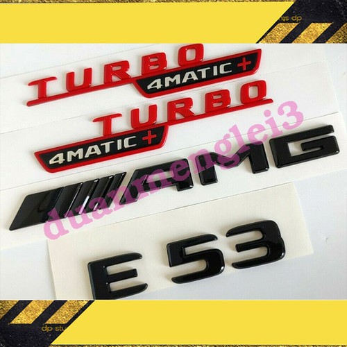 New MB E53 AMG Emblem TURBO 4MATIC+ Fender Trunk Badge GLOSSY RED | eBay