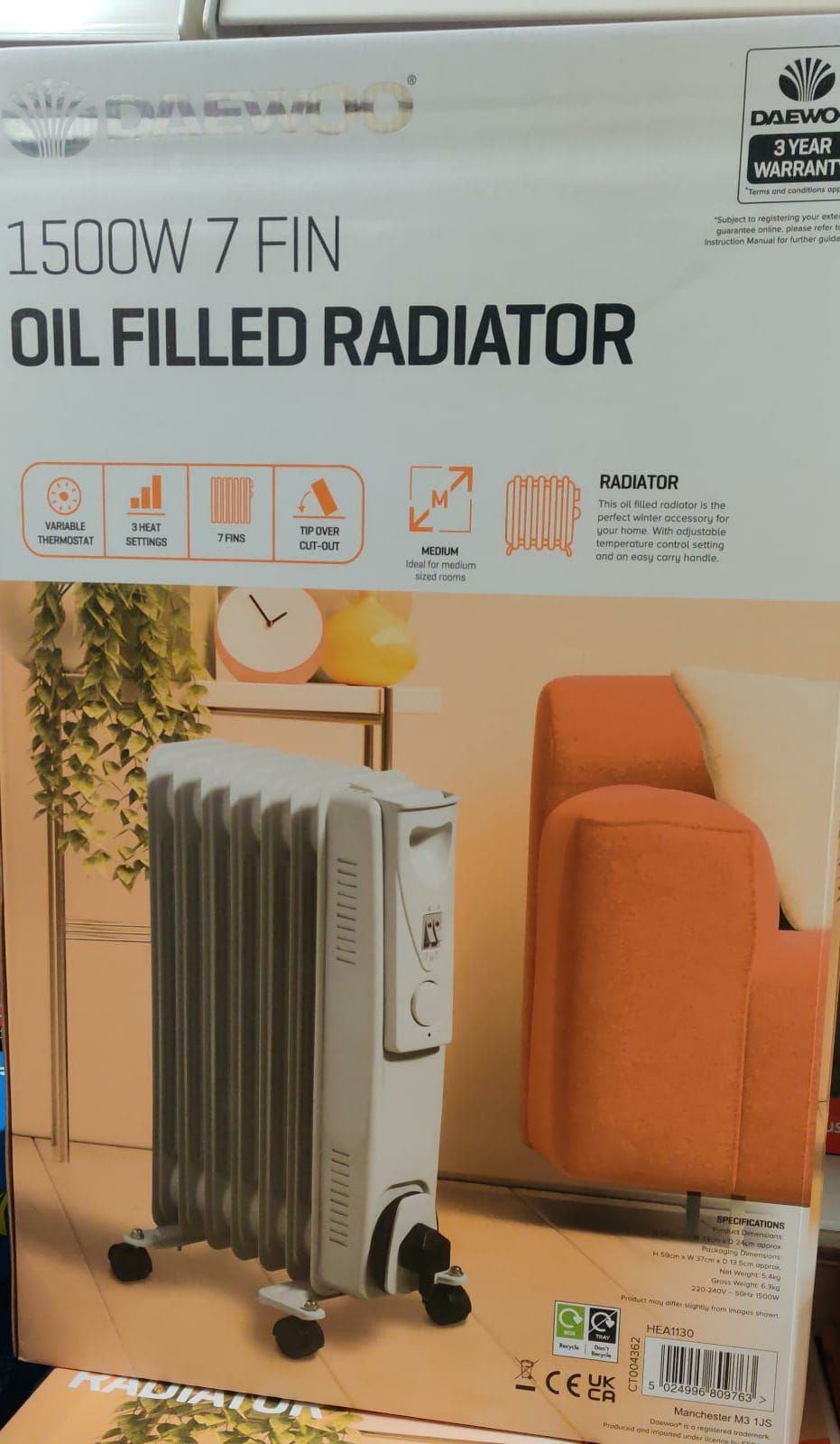 Daewoo 5FIN/7FIN /9FIN/11FIN/1000W/1500W/2000W/2500W OIL FILLED ...