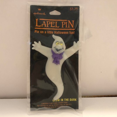 Vintage 1990 Hallmark Glow in the Dark Ghost Lapel Pin New Boo Bazaar ...