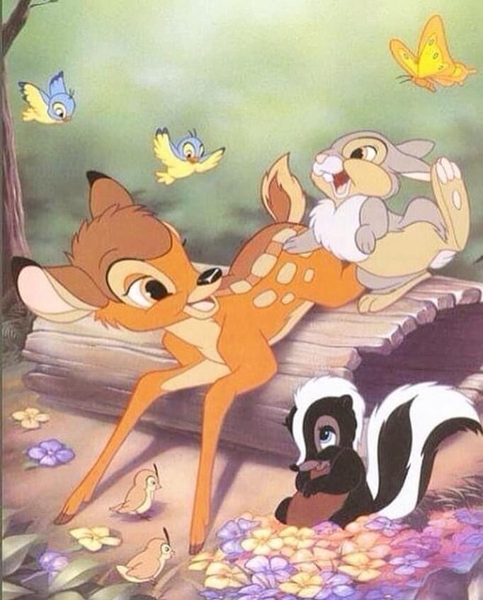 Set of TWO 5x7 Bambi & Friends Cartoon Craft & Quilting Cotton FABRIC ...