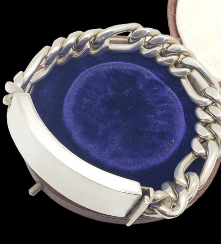 Mexico Taxco ID Curb Link Mens 925 Sterling Silver Bracelet, Heavy 80 ...