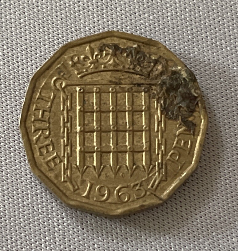 1963 UK Great Britain 3 Pence Thruppence Thrupenny Queen Elizabeth II ...