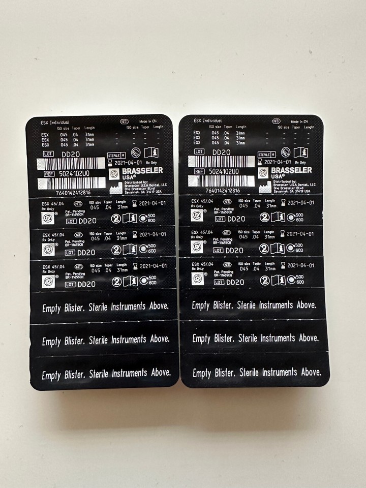 (3/Pack)x2! Endodontic ESX Rotary Files By Brasseler RF45 .04 31mm | eBay