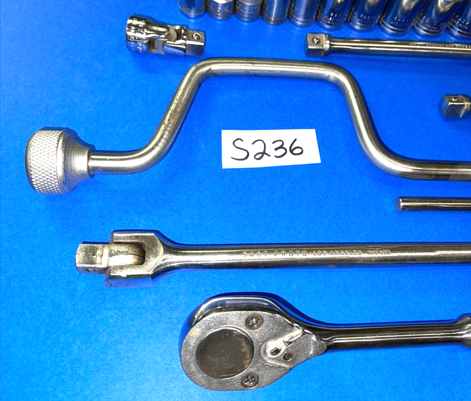 PROTO TOOLS LOS ANGELES 17 PIECE 1/2 DRIVE SAE. GENERAL SERVICE SOCKET ...