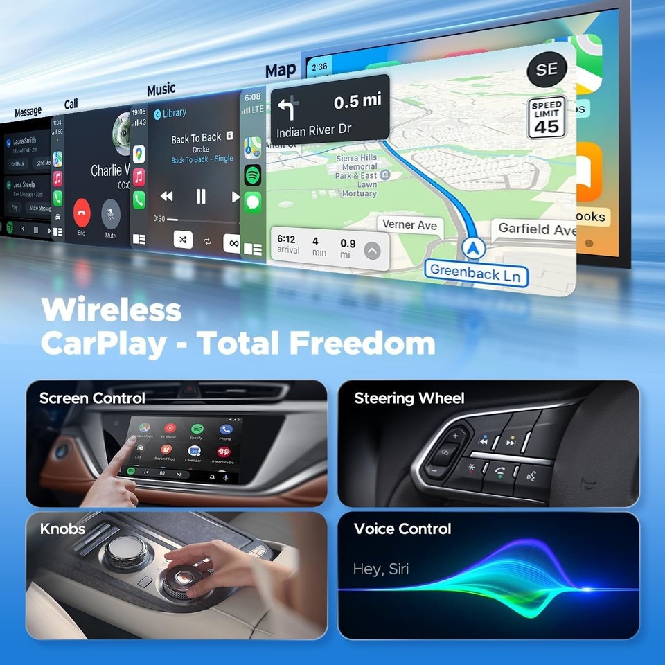 Wireless Carplay AI box Adapter Converter for Netflix YouTube w/ Remote ...