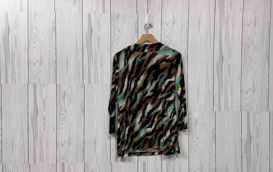 JM Collection top womens size medium long sleeve patterned blouse ...