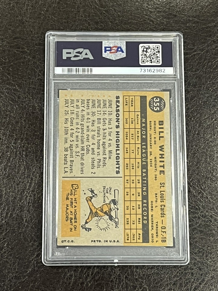 1960 Topps Bill White #355 PSA 5 EX St. Louis Cardinals 2nd Year | eBay