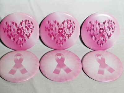 6X Pink Breast Cancer Awareness Metal POCKET MIRROR LOT BCA PINK ...