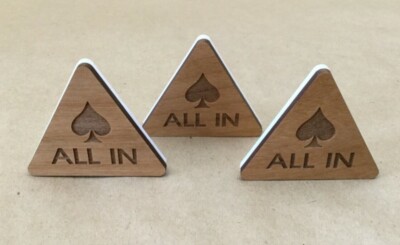 Lot of 3 ALL IN Button Poker Triangle Wood-Plastic Custom Poker Game | eBay