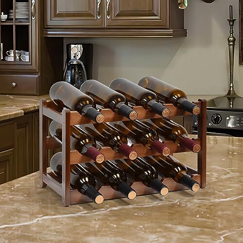 Wine Rack, 12 Bottles 3-Tier Free Standing Wine Racks, Wine Rack ...