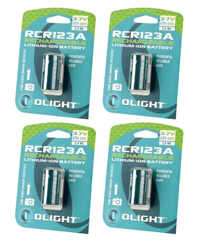 LOT OF 4: OLIGHT RCR123A 3.7V 650mAh RECHARGEABLE 16340 LITHIUM-ION ...