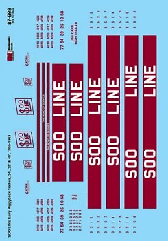 Microscale HO Scale Decals: Soo Line Early Piggyback Trailers 24', 35 ...