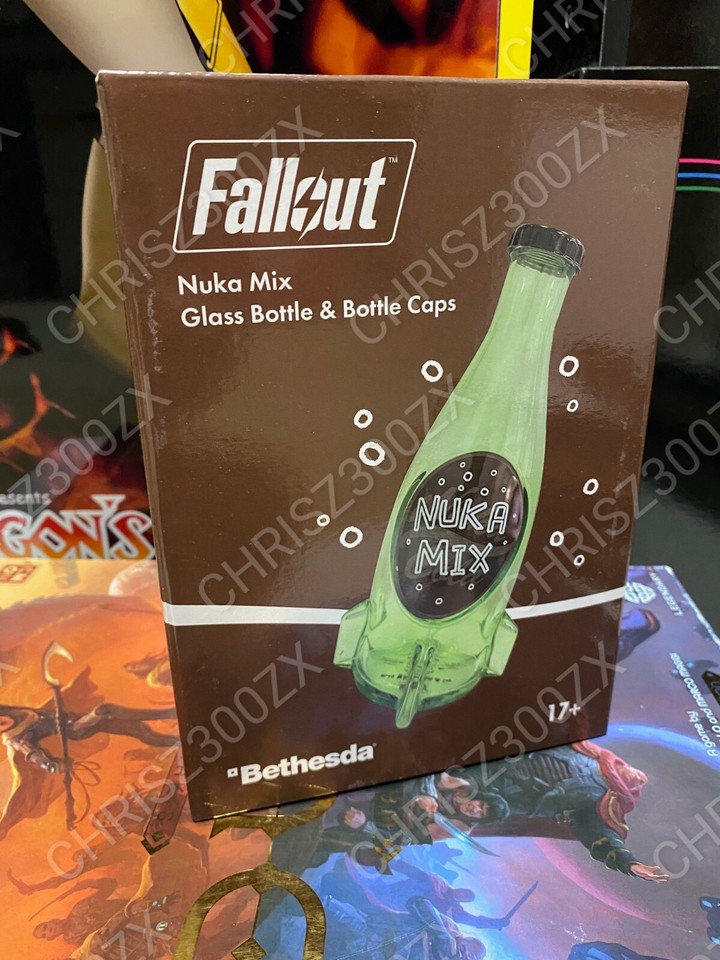 Fallout Nuka Cola Mix Green Glass Bottle + 10 Bottle Caps Rocket ...