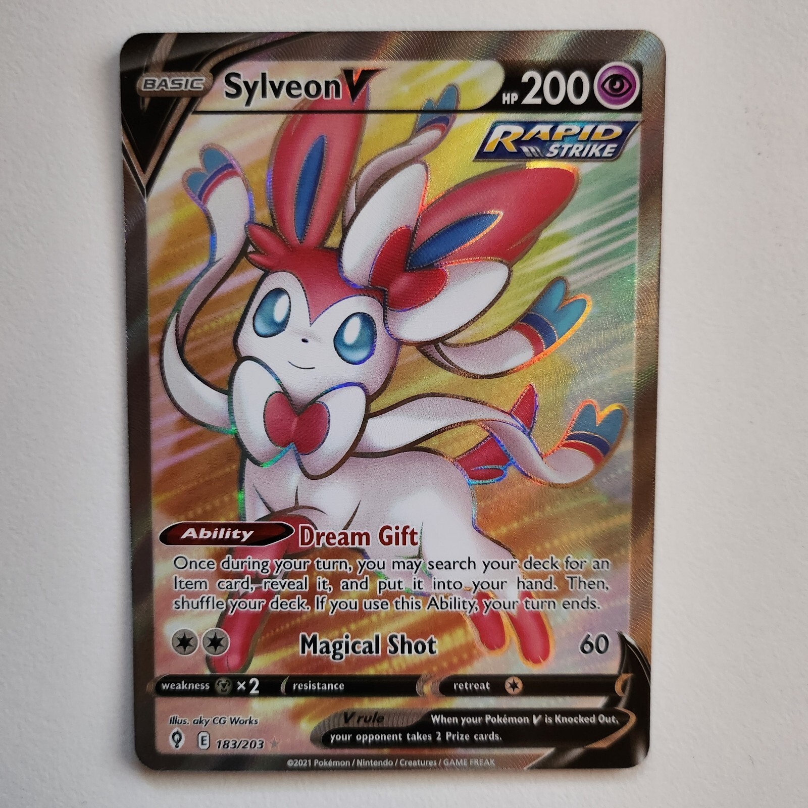 Sylveon V 183/203 Evolving Skies Full Art Ultra Rare Holo Pokémon Card ...