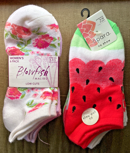 New Ladies Low Cut/No Show Colorful Socks 2 Packages Apara & Blowflish ...