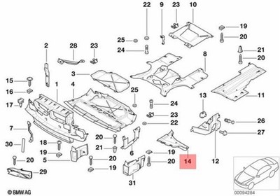 Genuine BMW E38 740i 750iL 740 750 Front Right Undercar Shield ...