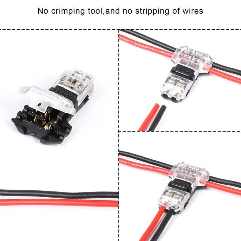 12V T2 Wire Cable Terminal Joiner 5PCS Snap In Connectors for Auto ...