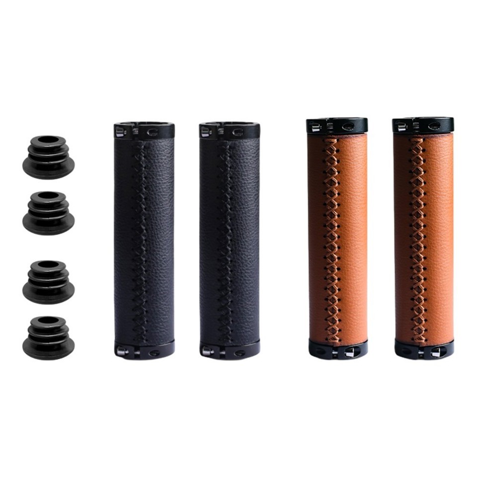 Bike Cowhide Grips Retro Bike Grips Commuting Cycling Double Lock-on ...