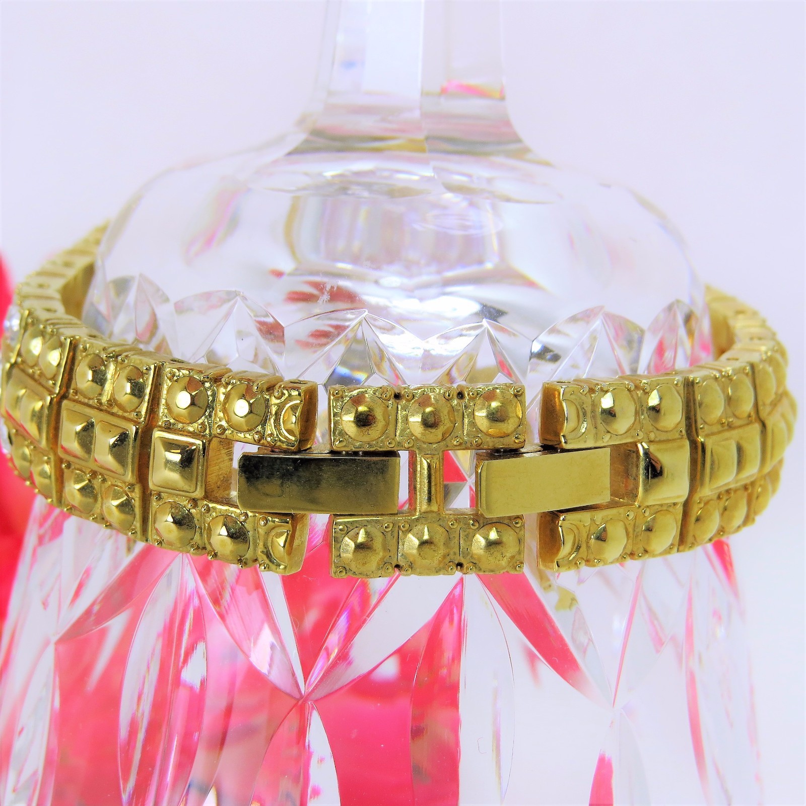 Main Line Time Princess & Round Cut Crystal Link Round Face Goldtone ...