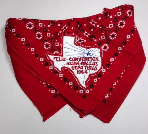 DALLAS 1964 HISTORICAL Red Bandana Elephant Trunk Up FAST COLOR SCARF ...