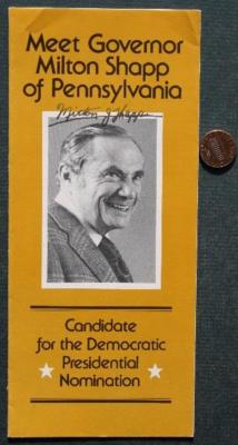 1976 Pennsylvania Governor Milton Shapp for President signed brochure ...