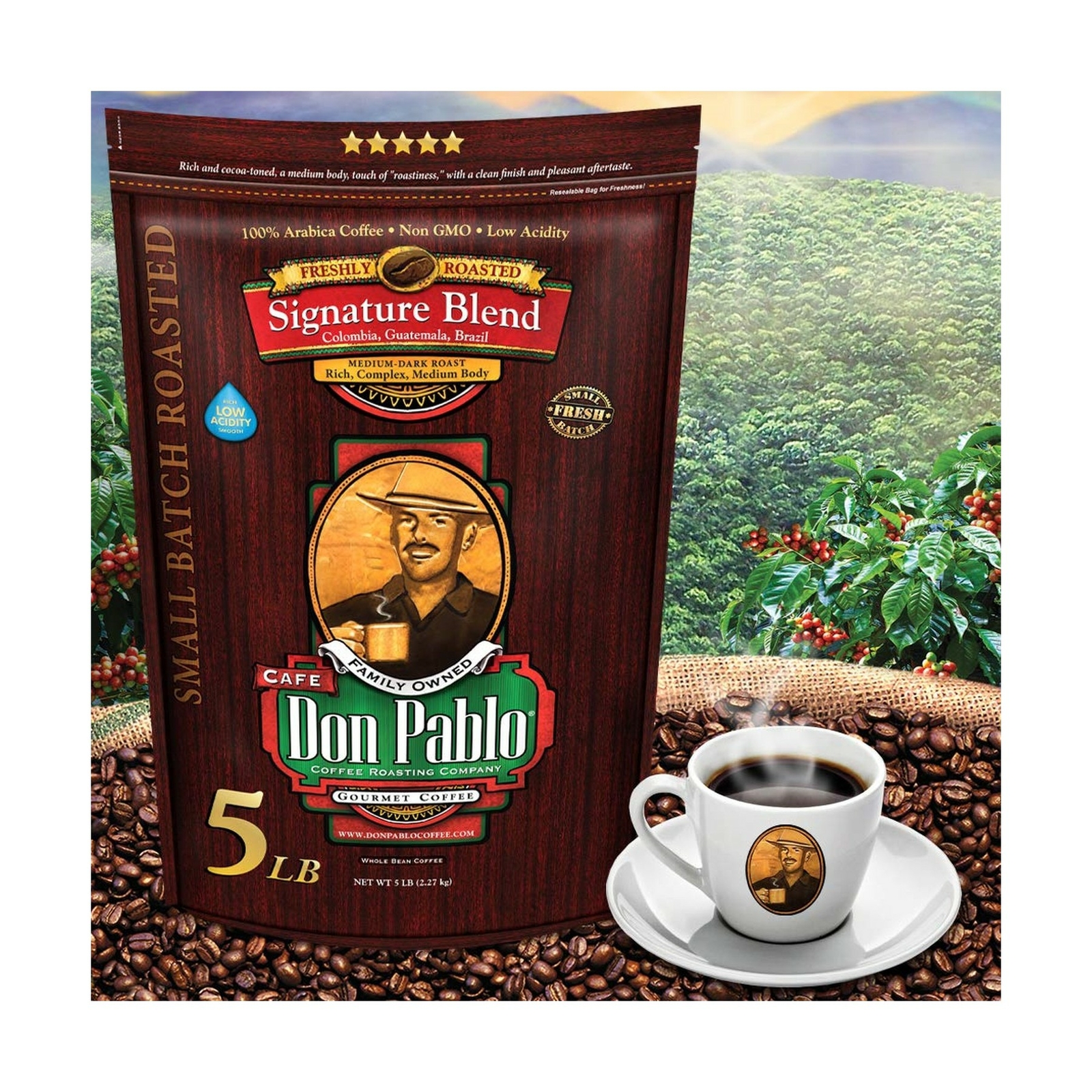 Cafe Don Pablo SYNCHKG073409 5lbs Medium-Dark Roast Whole Bean Coffee ...