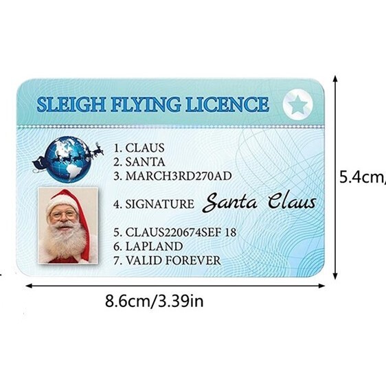 Xmas Novelty ID card - Santa Claus Sleigh Driving Licence Christmas+Elf ...