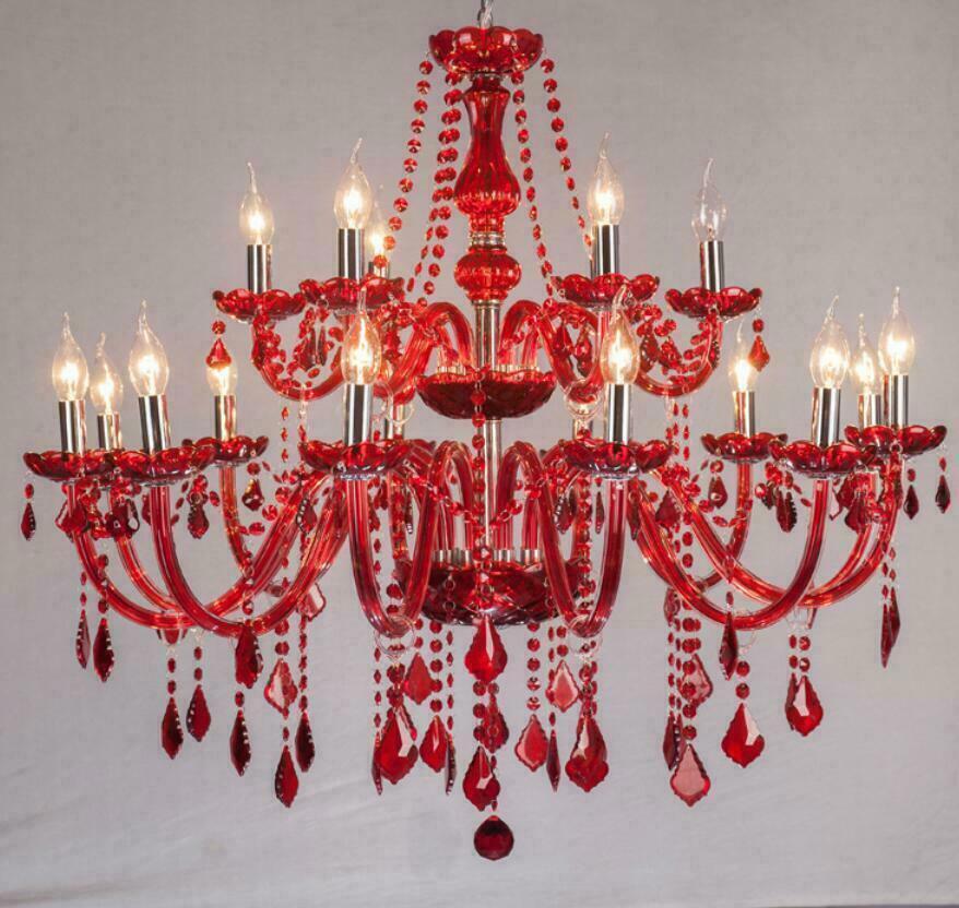 Red Crystal Bedroom Lighting Chandelier Living Room Pendant Light ...