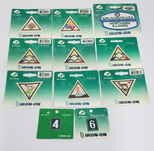 Lot of 12 NOS Girl Scout Badges Patch Numbers 3 4 6 Shapes Ways Movers ...