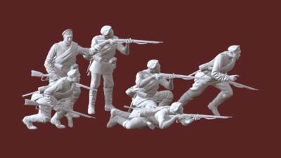 WwI European Soldiers in Battle 6 Figures 1/35 Model Kit Resin Printed ...