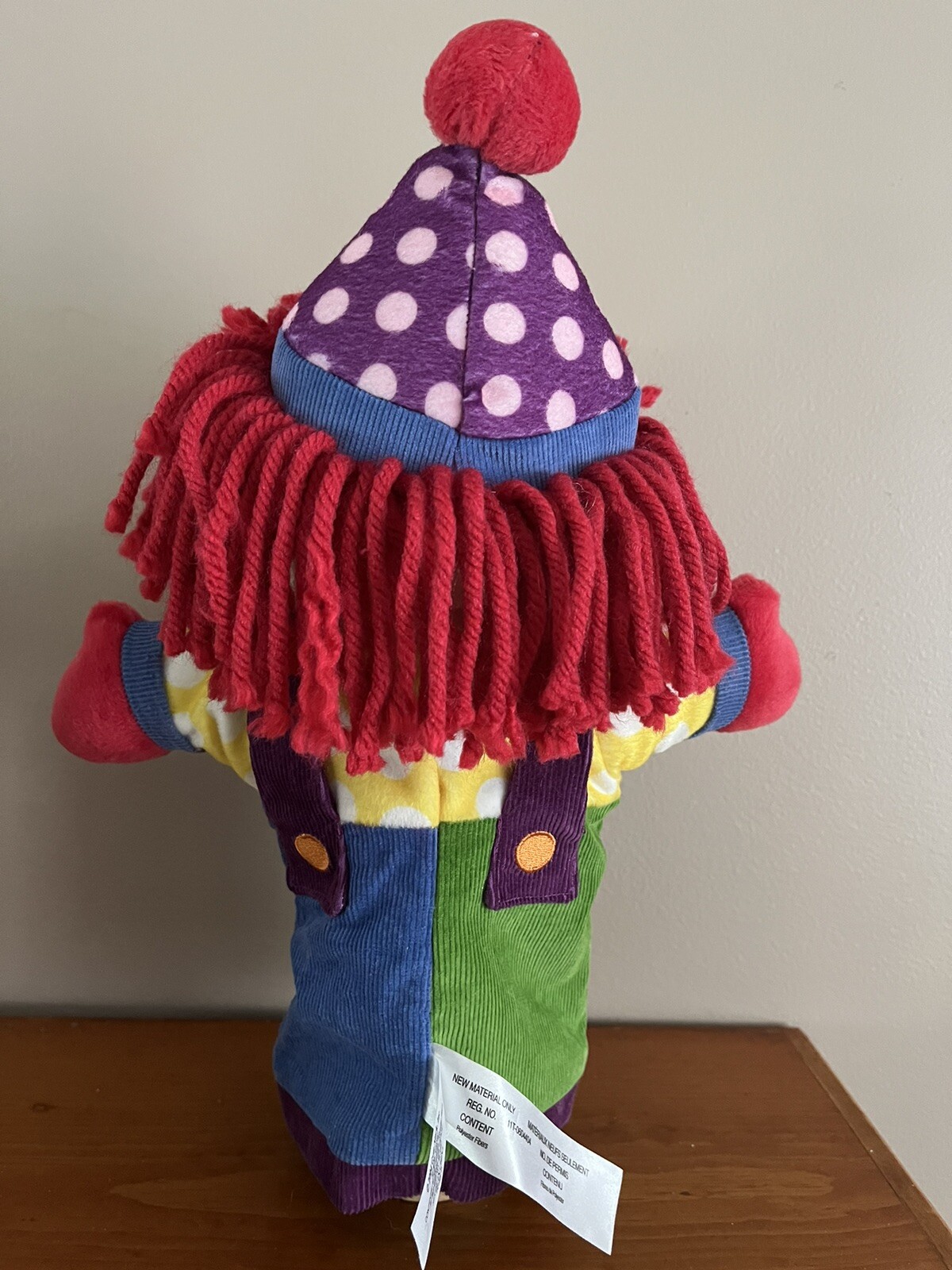 14” GYMBO Gymboree Plush Corduroy CLOWN Hand Puppet Sensory Toy Teacher ...