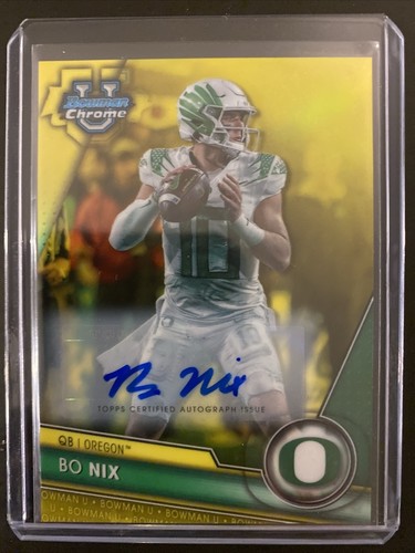 Bo Nix 45/75 2023 Bowman U Chrome Yellow Auto Oregon Ducks #159-Cool ...