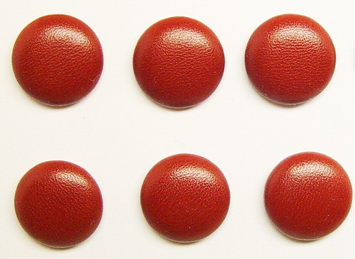 6 MADE IN USA Mahogany Tan Brown genuine leather tufting buttons, metal ...