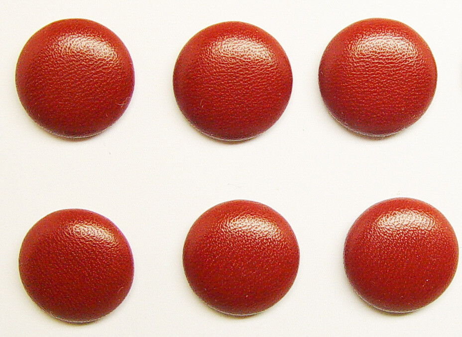 6 MADE IN USA Mahogany Tan Brown genuine leather tufting buttons, metal ...