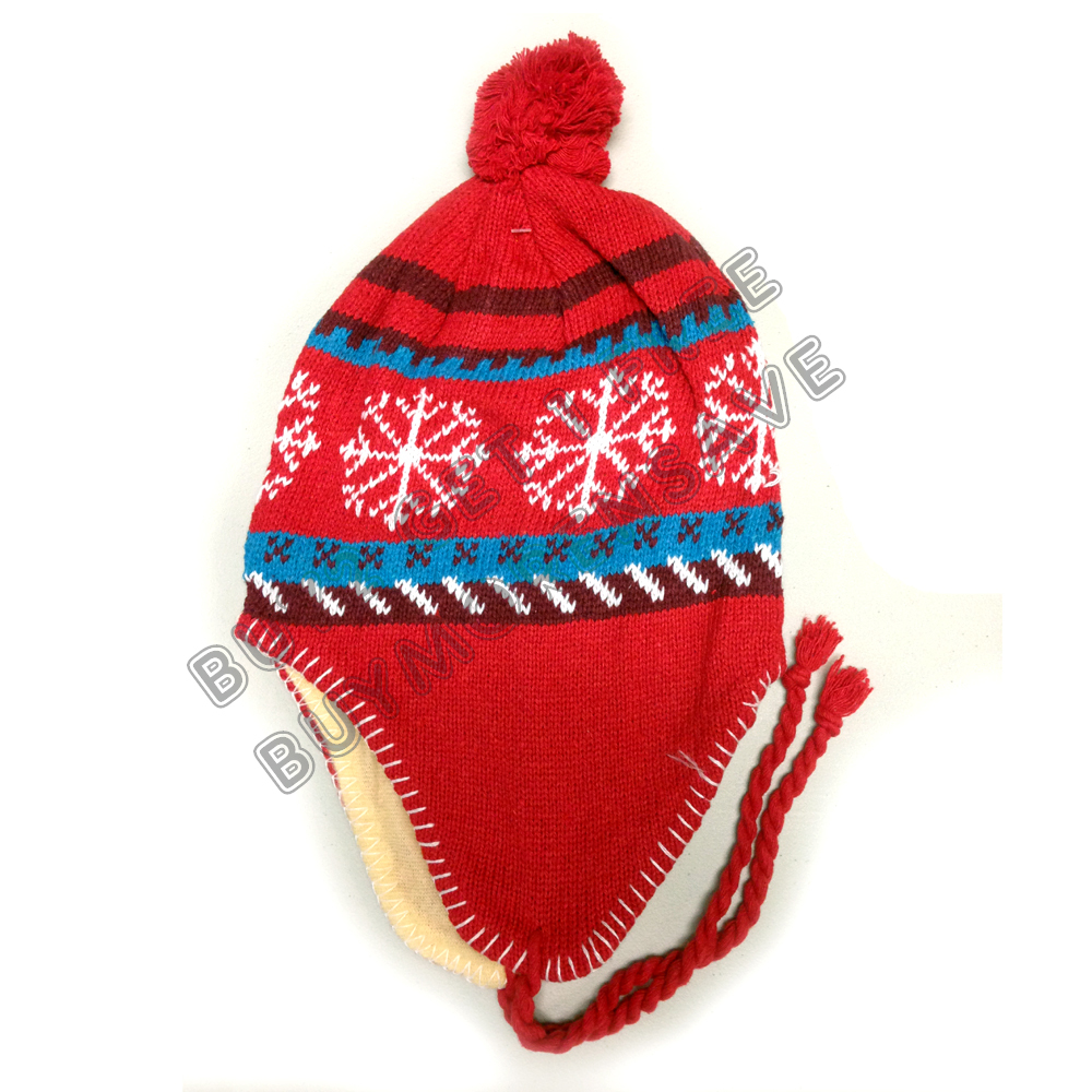 Winter Peruvian Ear Flap Ski Hat Beanie Cap Snow Flakes Color RANDOMLY ...