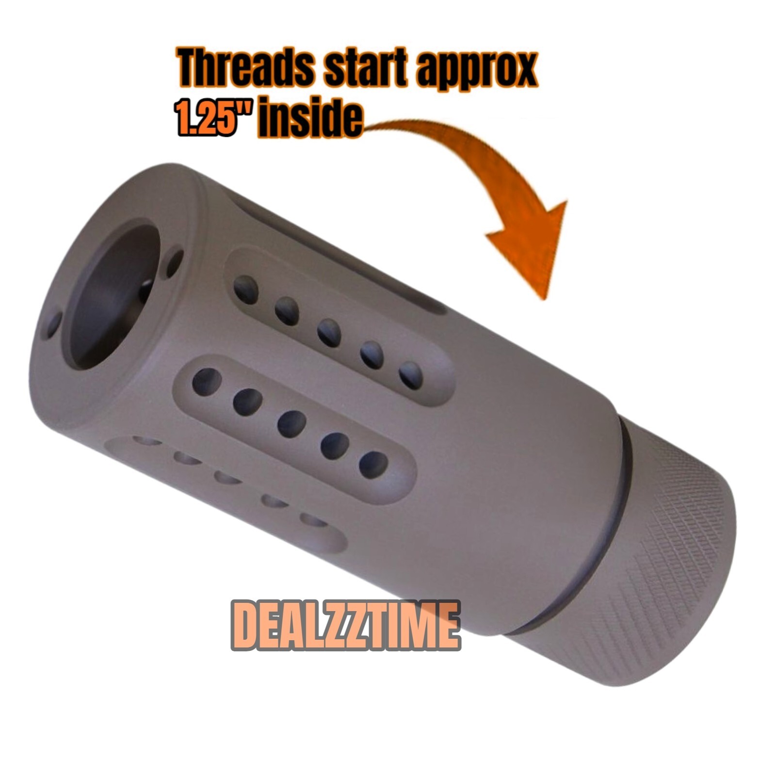 GT USA 3" Compensator FDE TAN 5/8x24 brake 30cal Slips over & Treads at ...