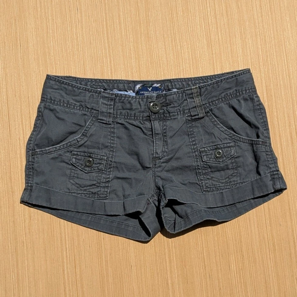 American Eagle Outfitters Dark Gray Cargo Micro Mini Shorts Women's 6 ...