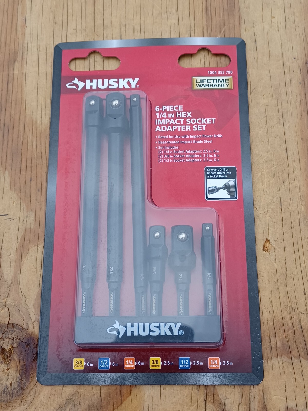 NEW Husky 6-pc 1/4” Hex Impact Driver Socket Adapter Set HISKDRAPT6PC 3 ...