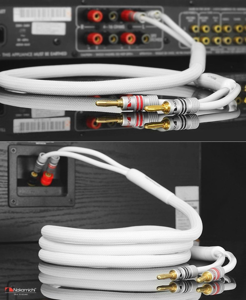Nakamichi speaker cable wires Excel Series 24k gold-plated banana plugs ...
