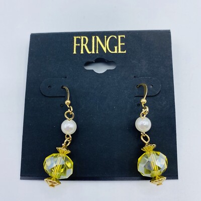 Fringe Brand Green White Beaded Drop Earrings New | eBay