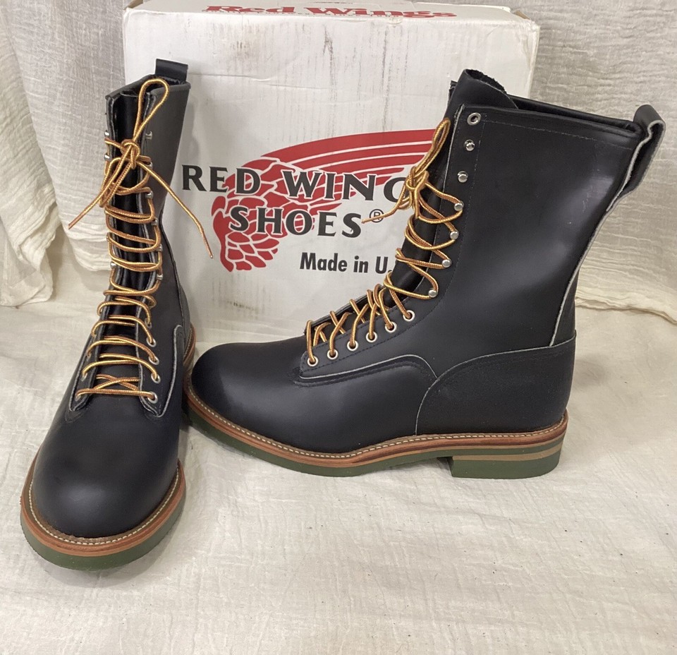 GREAT RED WING Made in USA 0919 BLACK Logger Work Boots NEW in Box NIB ...