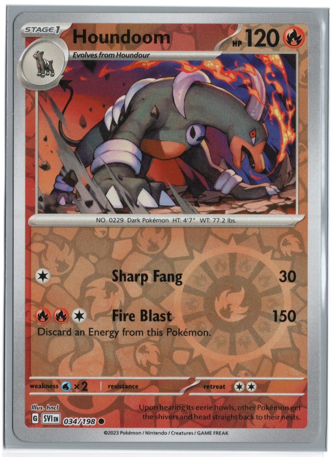 Pokémon TCG Houndoom 34/198 Reverse Holo Scarlet & Violet Common | eBay