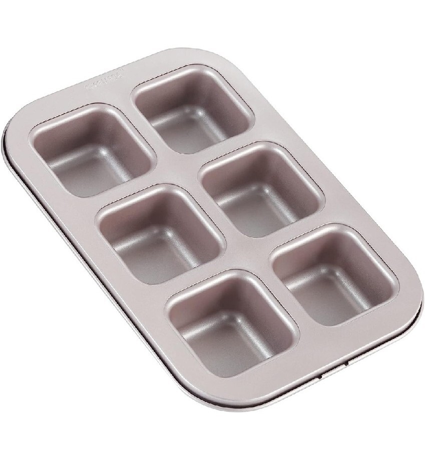 Brownie Cake Pan, 6-Cavity Non-Stick Square Muffin Pan Blondie Bakeware ...