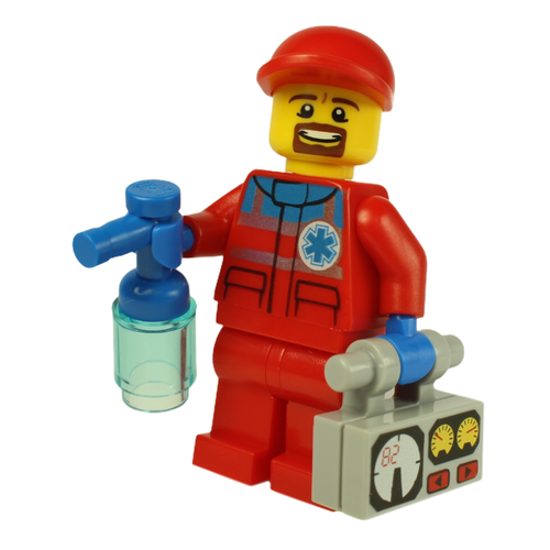 LEGO city minifigure paramedic EMT ambulance doctor nurse oxygen heart ...