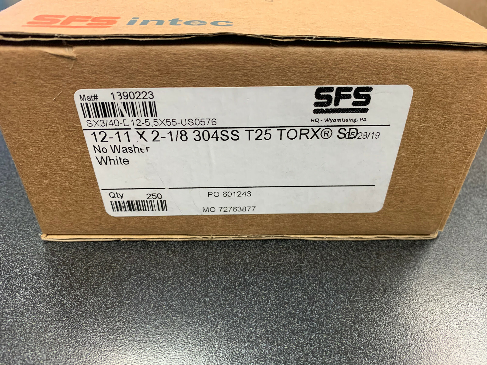 SFS Intec #12-11 X 2-1/8 T25 SD Stainless Steel TEK Screw 250 Painted ...