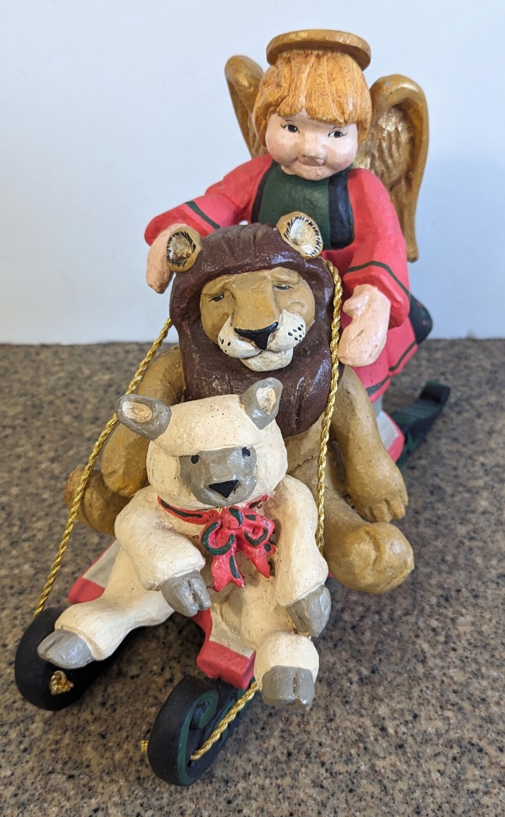 Vtg House of Hatten Large Angel Lion & Lamb Sled Folk Art D Calla ...