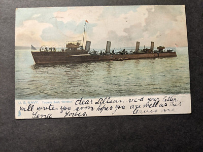 Destroyer USS DECATUR DD-5 Naval TUCK Postcard 1906 RPO to LISBON, NH ...