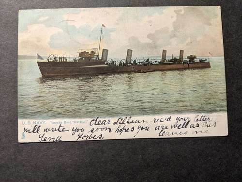Destroyer USS DECATUR DD-5 Naval TUCK Postcard 1906 RPO to LISBON, NH ...
