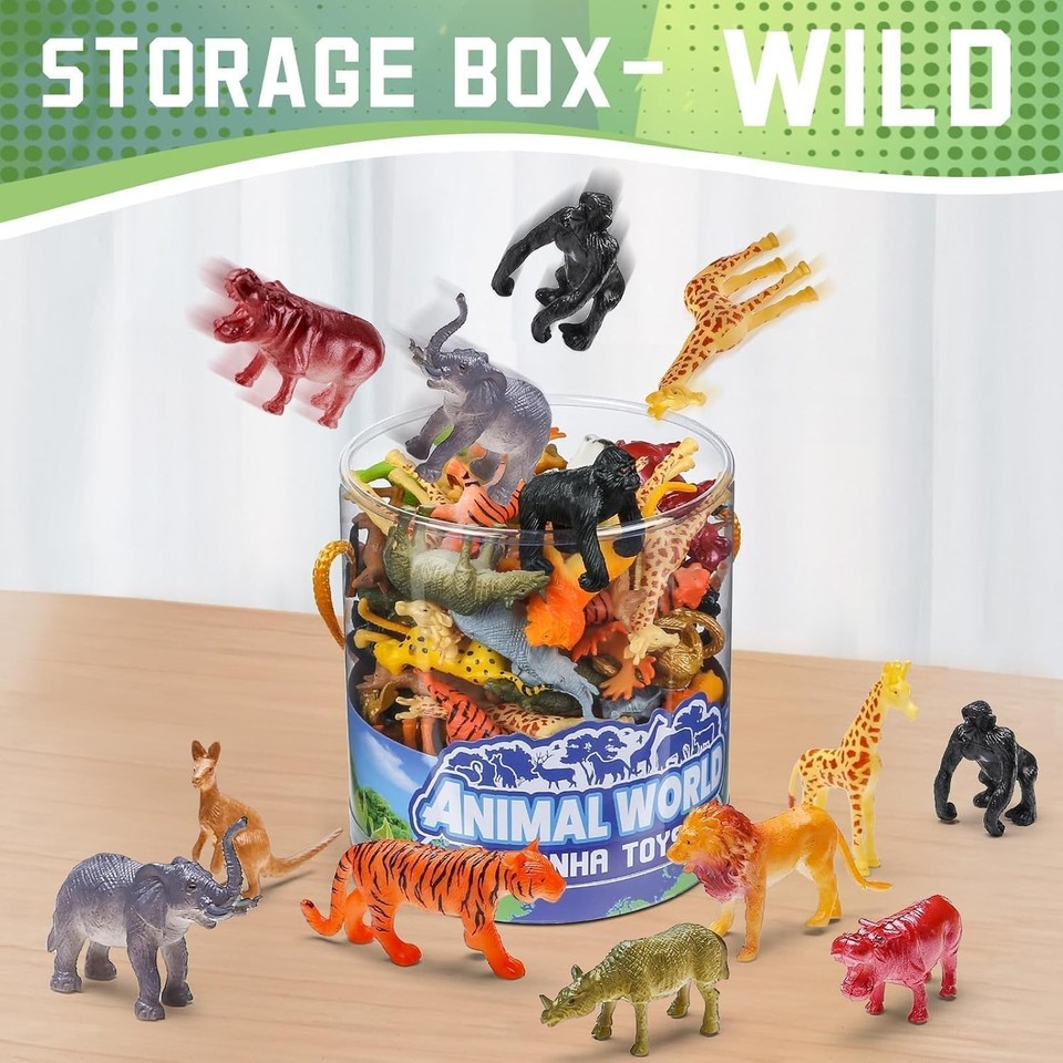 Yeonha Toys 60 Piece Mini Zoo Animal Toy with Gift Box, Realistic Small ...