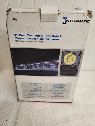 Intermatic T101 24 Hour Mechanical Timer Wall Switch SPST 110/125 Volt ...